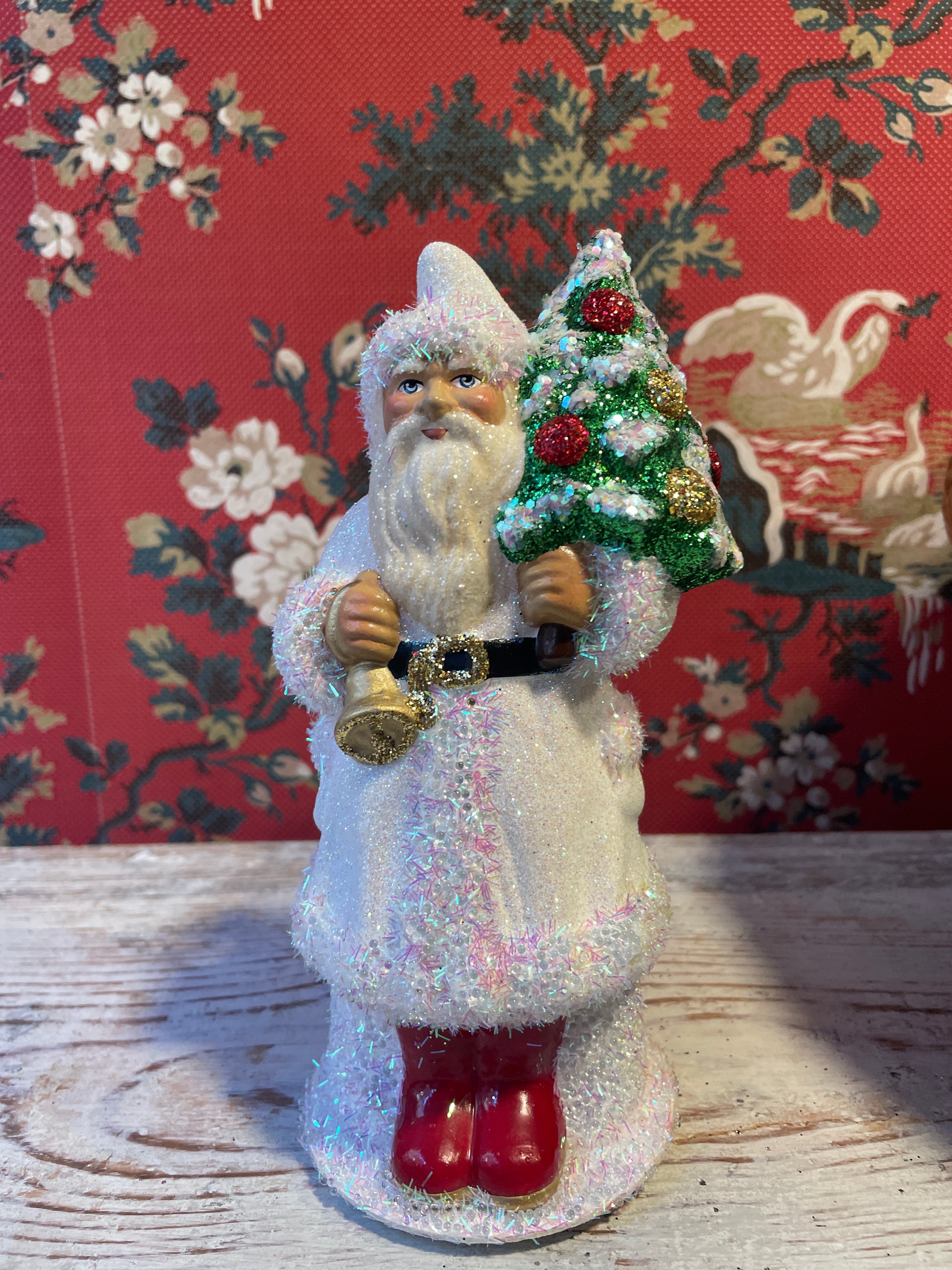 Santa With White Coat - Red Boots And Tree | BON TON goods – Bon Ton goods